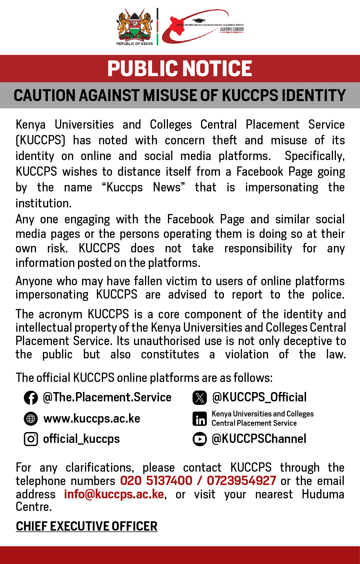 Speeches & Press Statements | KUCCPS